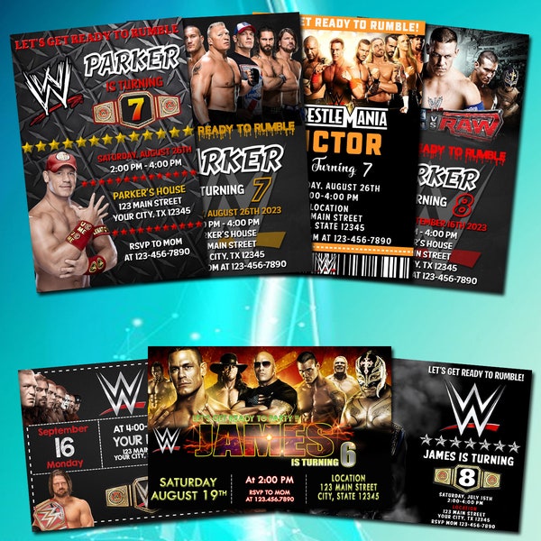 Wwe Birthday Invitations - Etsy