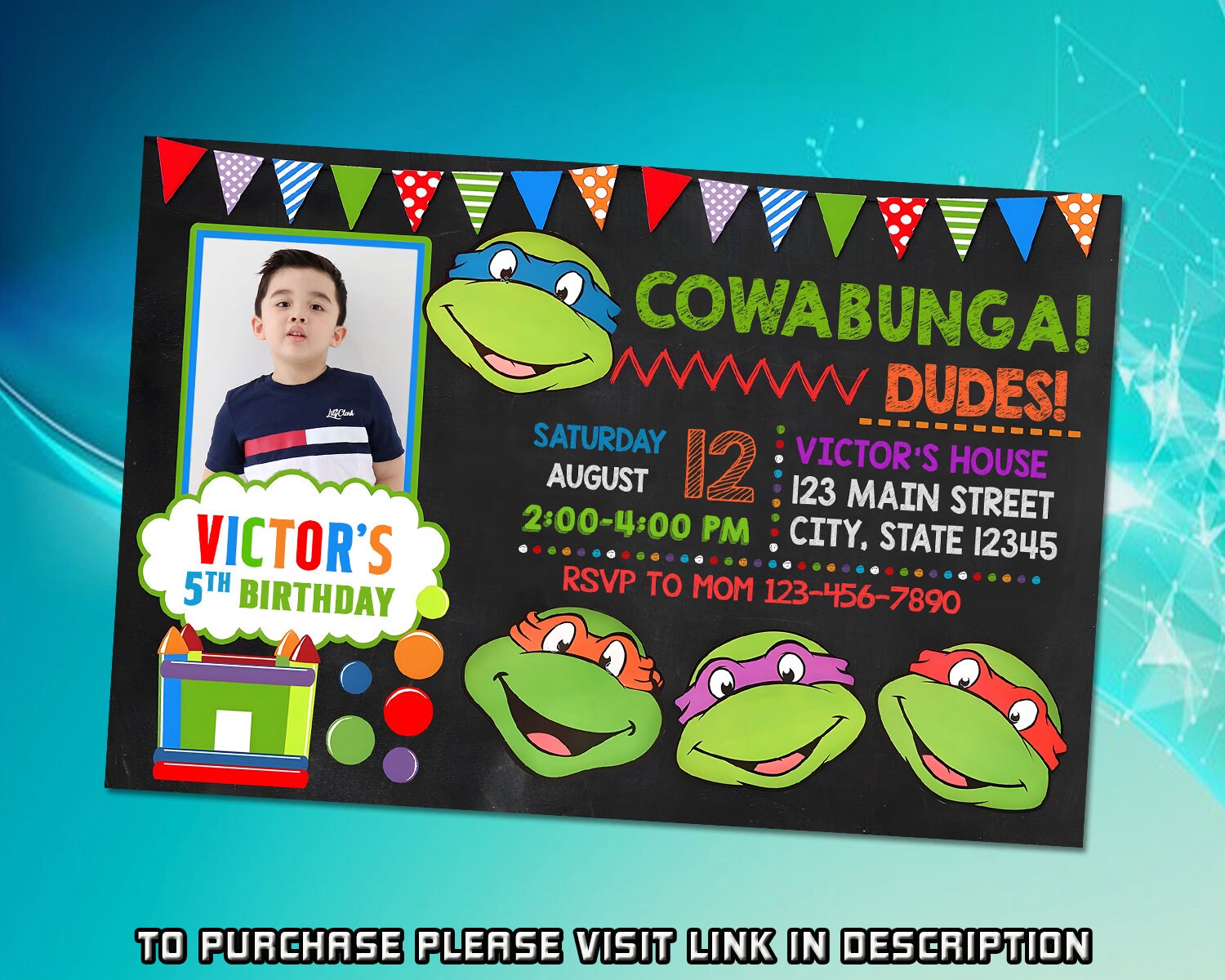 Editable Teenage Mutant Ninja Turtle Birthday Invitation, TMNT Birthday ...