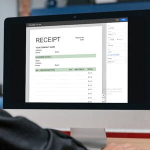 Receipt Template Excel, Printable Payment Receipt, Google Sheets, Sales ...