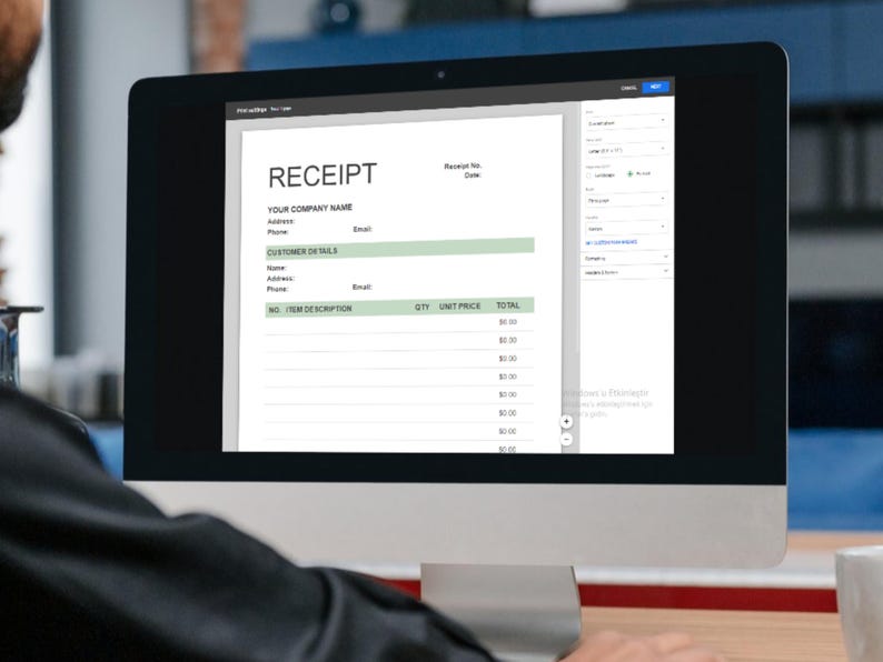 Receipt Template Excel, Printable Payment Receipt, Google Sheets, Sales ...