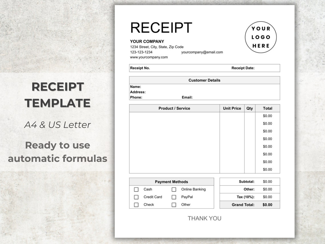 Invoice, Receipt, Purchase Order Form, Price Quotation, Excel/google ...