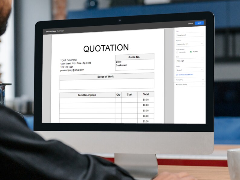 Quotation Template | Editable Price Quote | MS Excel | Google Sheets | Price Offer Template ...