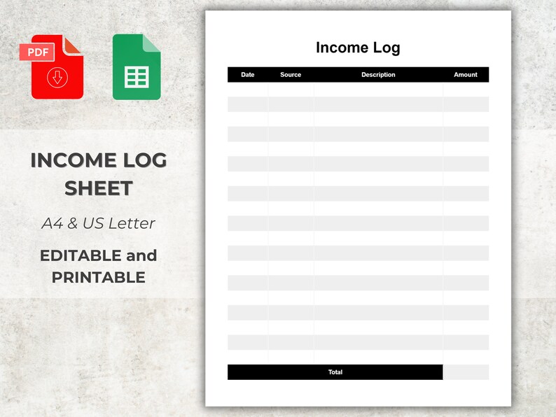 Income Log Printable, Income Tracker, Money Tracker Template, Google ...
