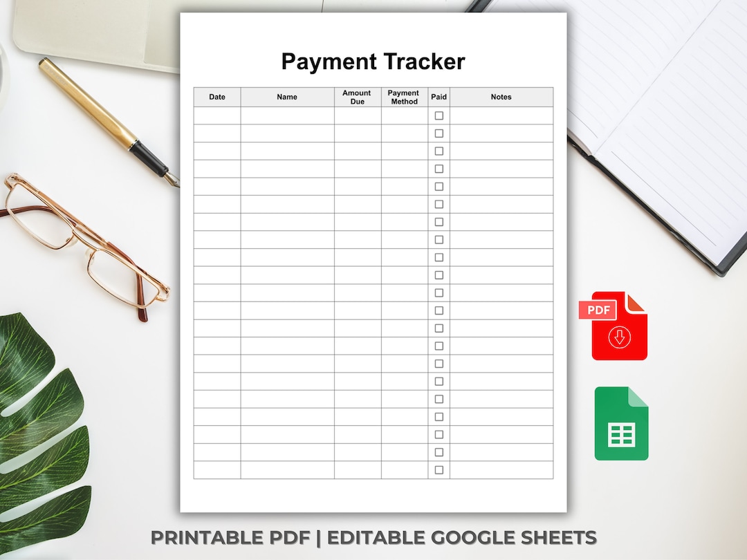 Payment Tracker PDF Printable Client Payment History Log Editable ...
