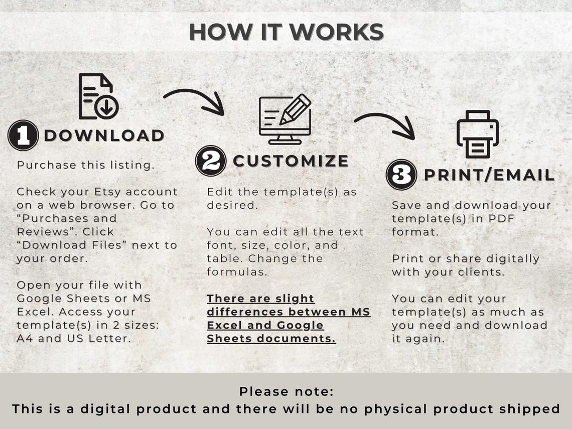 Receipt Template Excel, Printable Payment Receipt, Google Sheets, Sales ...