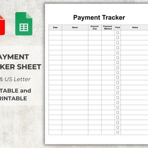 Client Payment Tracker | Printable PDF, Editable Google Sheets - Etsy