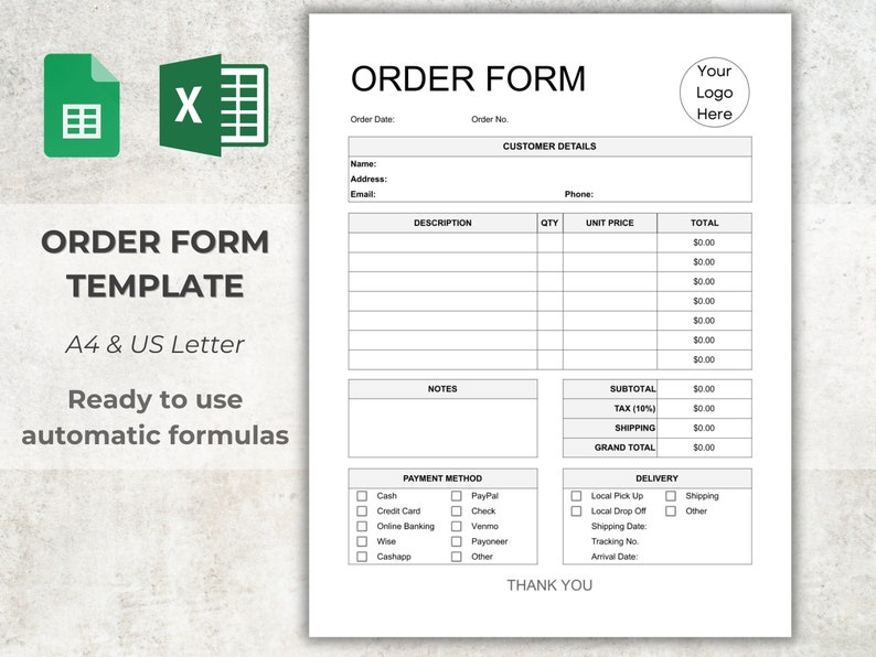 Order Form for Small Business | Purchase Order Template | Custom Order ...