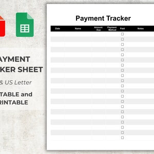 Payment Tracker PDF | Printable Client Payment History Log | Editable ...