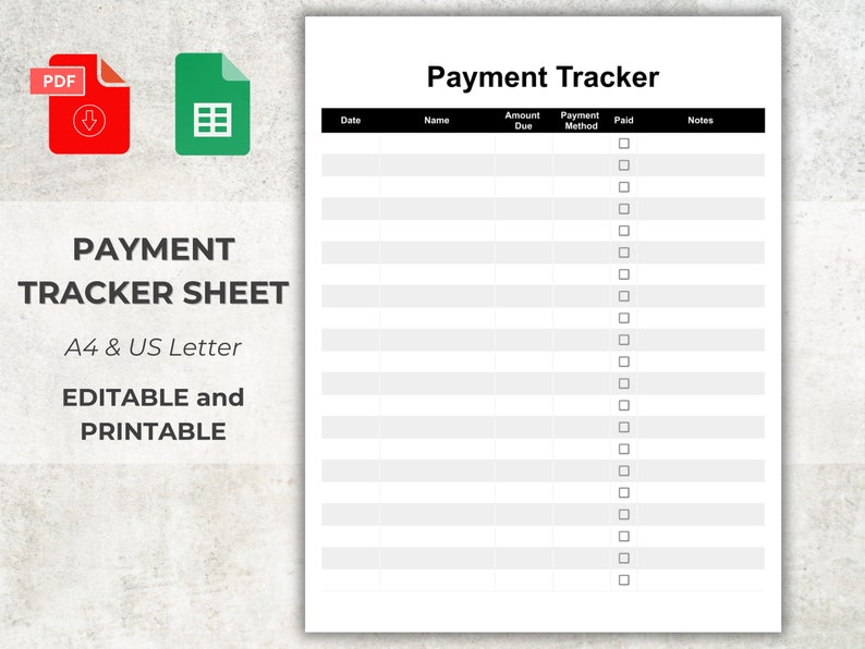 Payment Tracker PDF | Printable Client Payment History Log | Editable ...