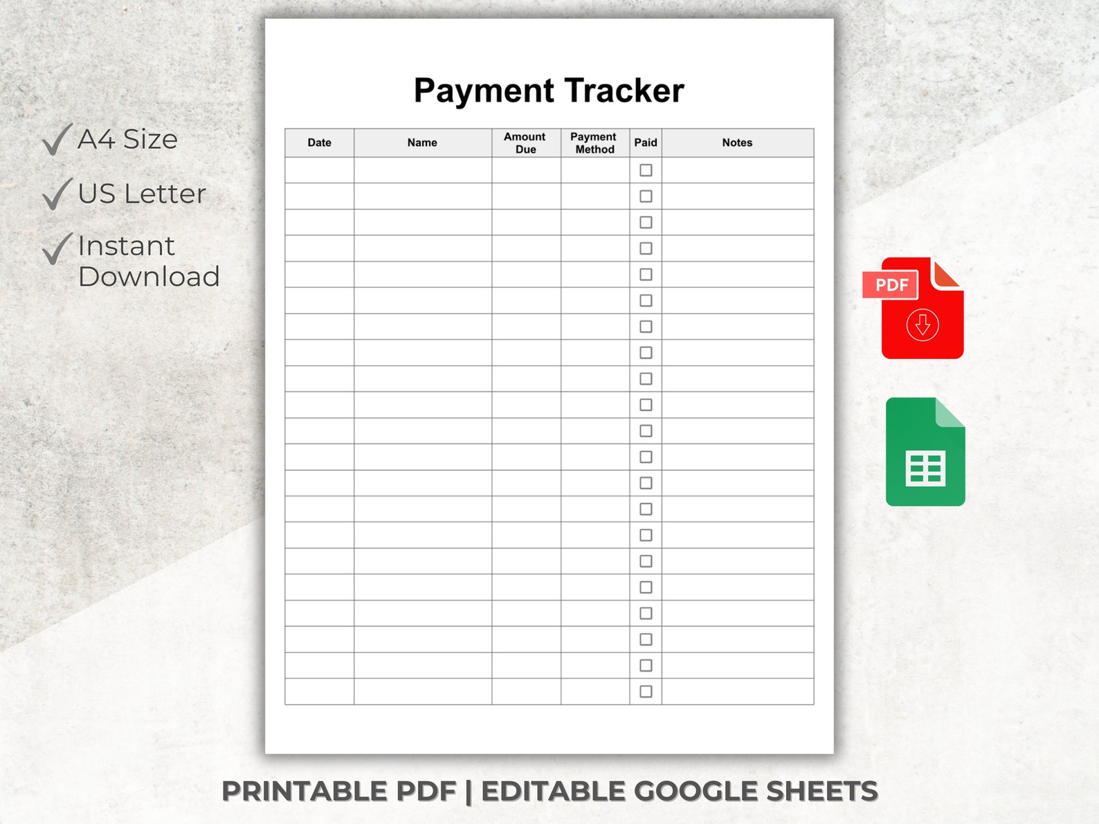 Payment Tracker PDF | Printable Client Payment History Log | Editable ...
