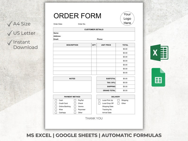 Order Form for Small Business | Purchase Order Template | Custom Order ...