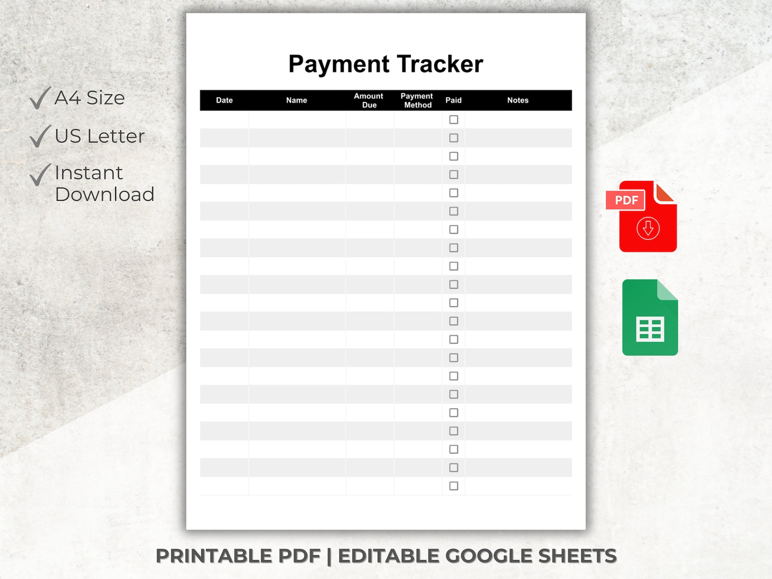 Payment Tracker PDF | Printable Client Payment History Log | Editable ...