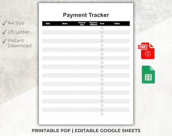 Payment Tracker PDF | Printable Client Payment History Log | Editable ...