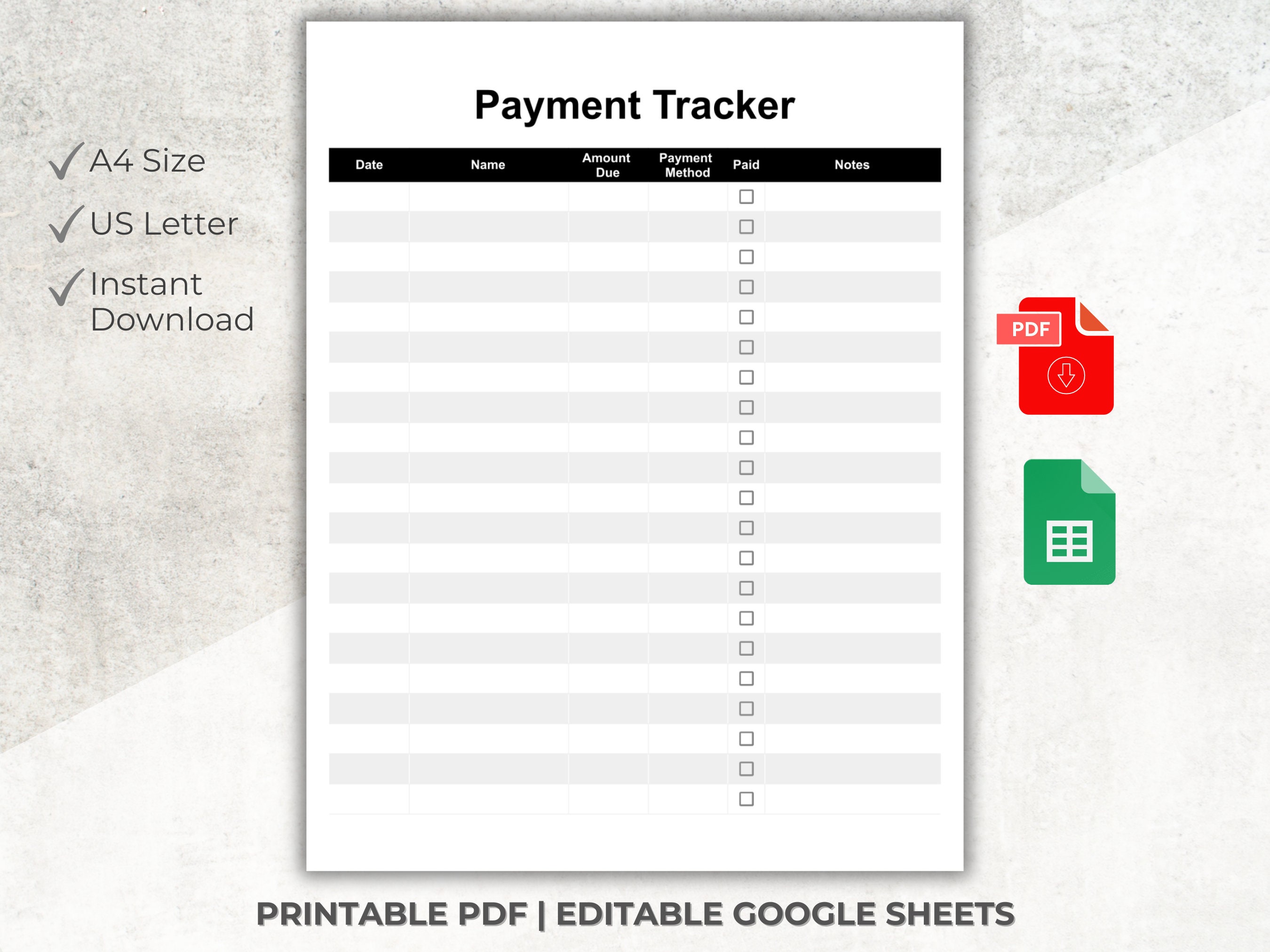 Payment Tracker PDF | Printable Client Payment History Log | Editable ...