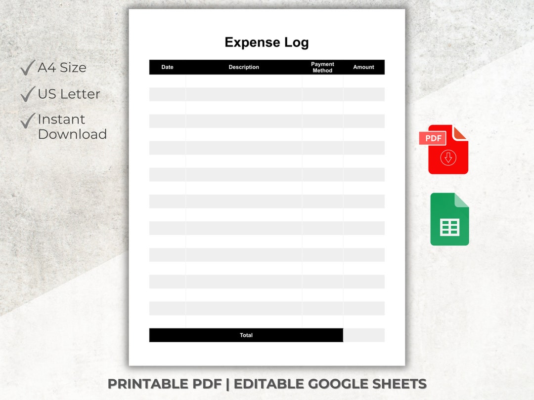 Expense Log Printable, Spending Tracker, Purchase Tracker, Expense ...