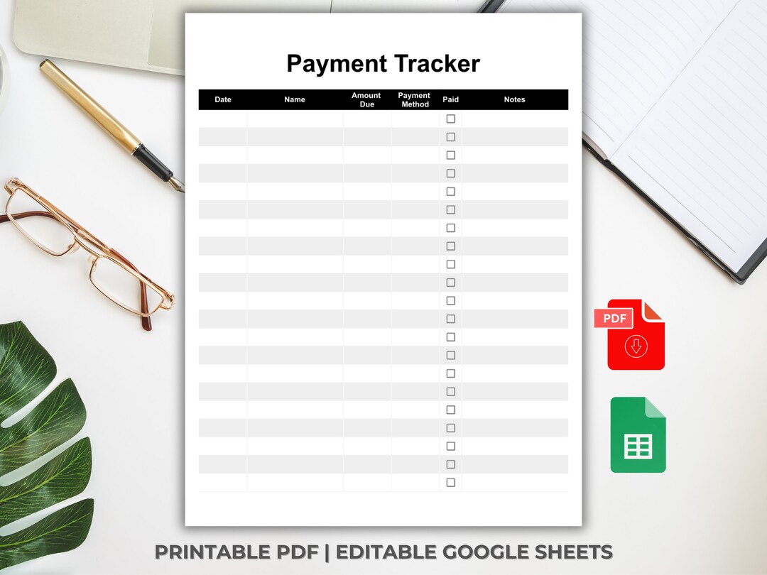 Payment Tracker PDF Printable Client Payment History Log Editable ...