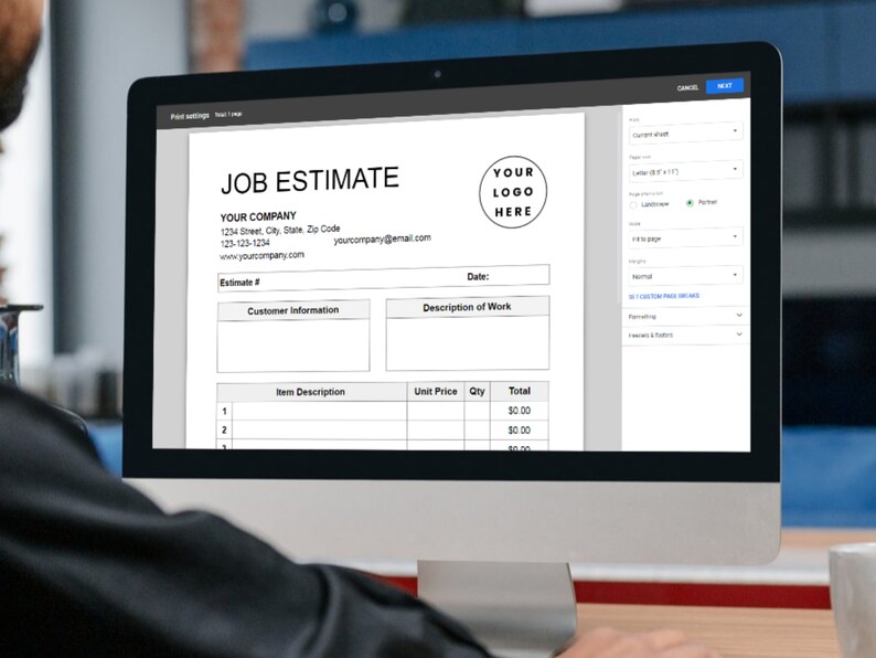Job Estimate Template, Editable Business Proposal (excel/google Sheets ...
