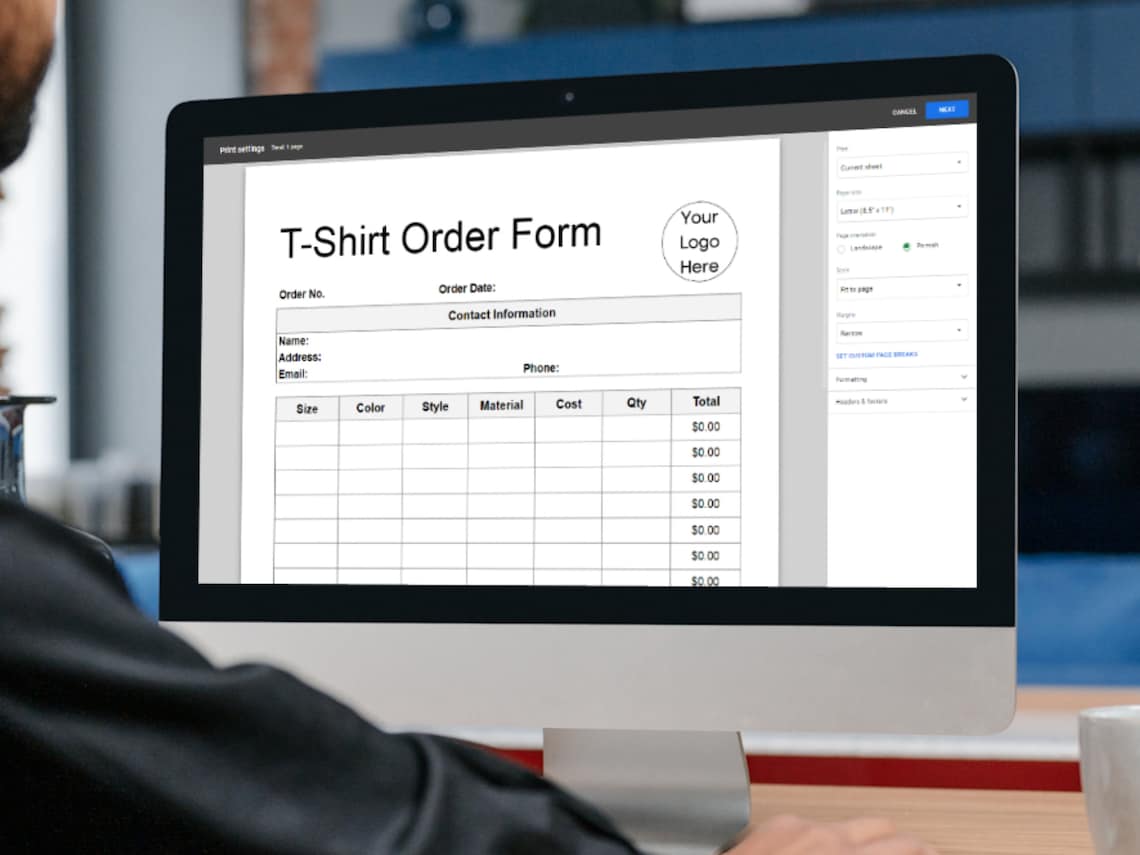 T-shirt Order Form Template | Editable Excel & Google Sheets (digital ...