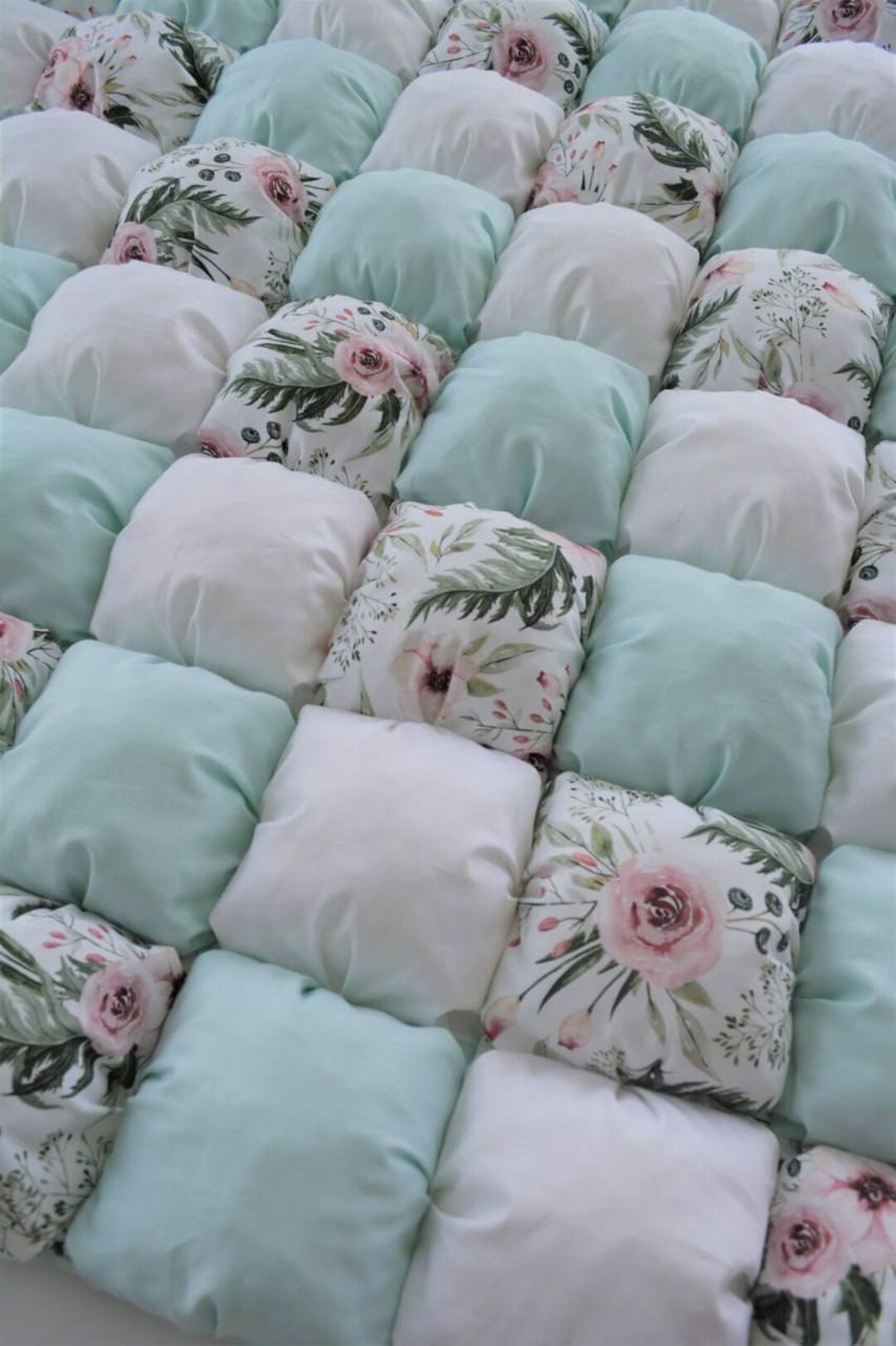 Organic Cotton Baby Blanket With Flowers: Light & Airy Bombon Design - Etsy