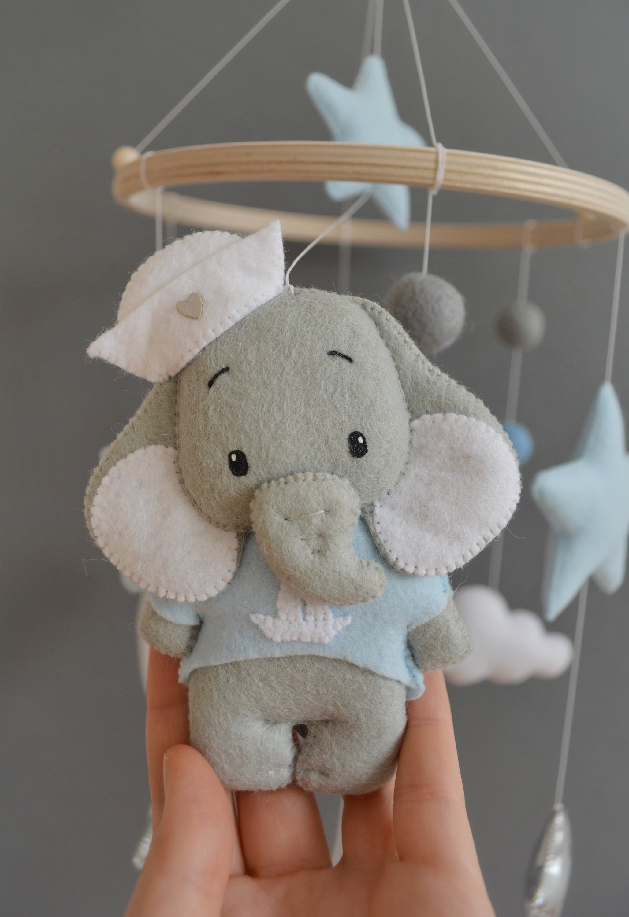 Baby Mobile Elephant, Blue Grey Mobile, Gifts for Boys, Elephant ...