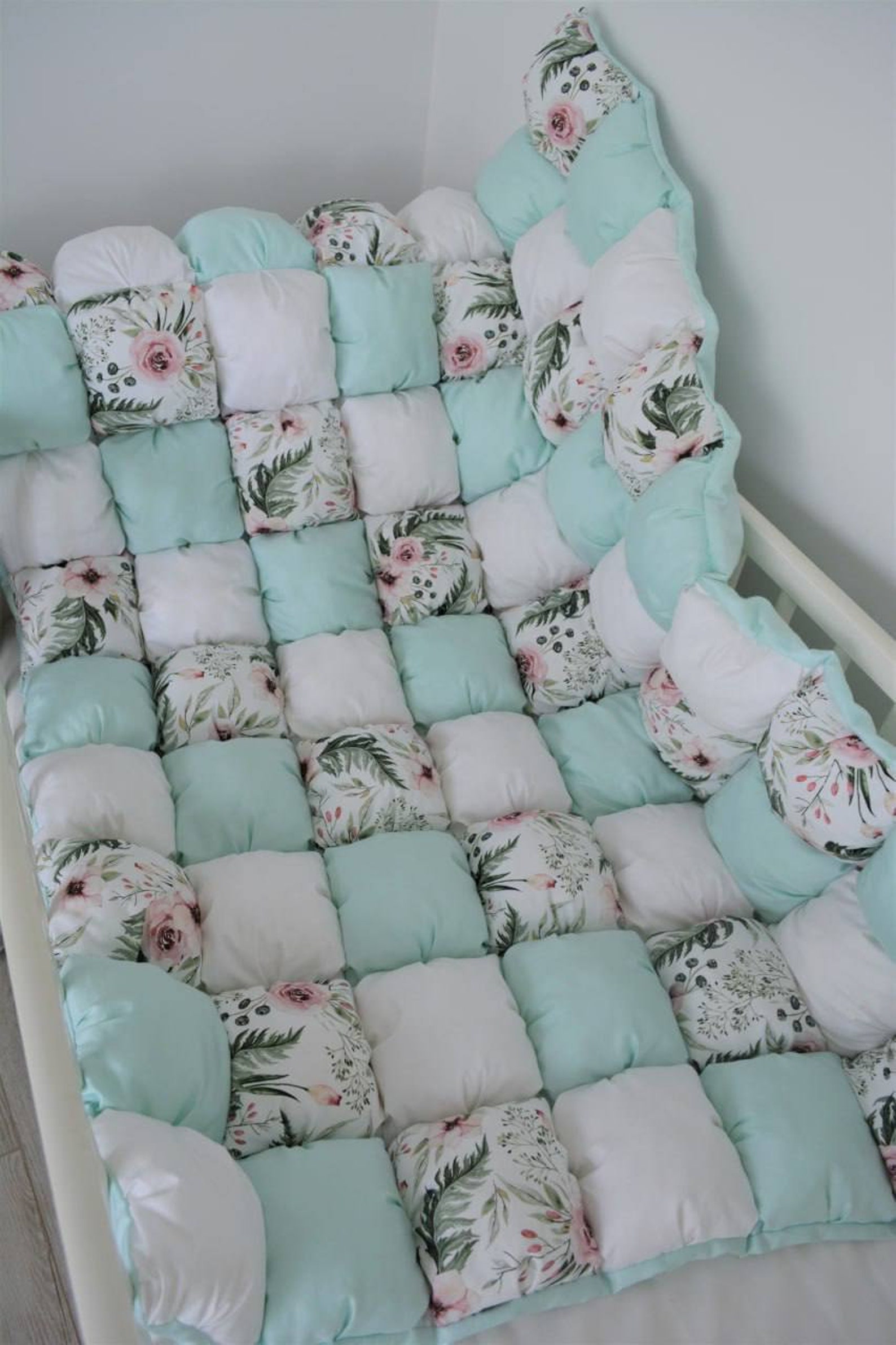Organic Cotton Baby Blanket With Flowers: Light & Airy Bombon Design - Etsy