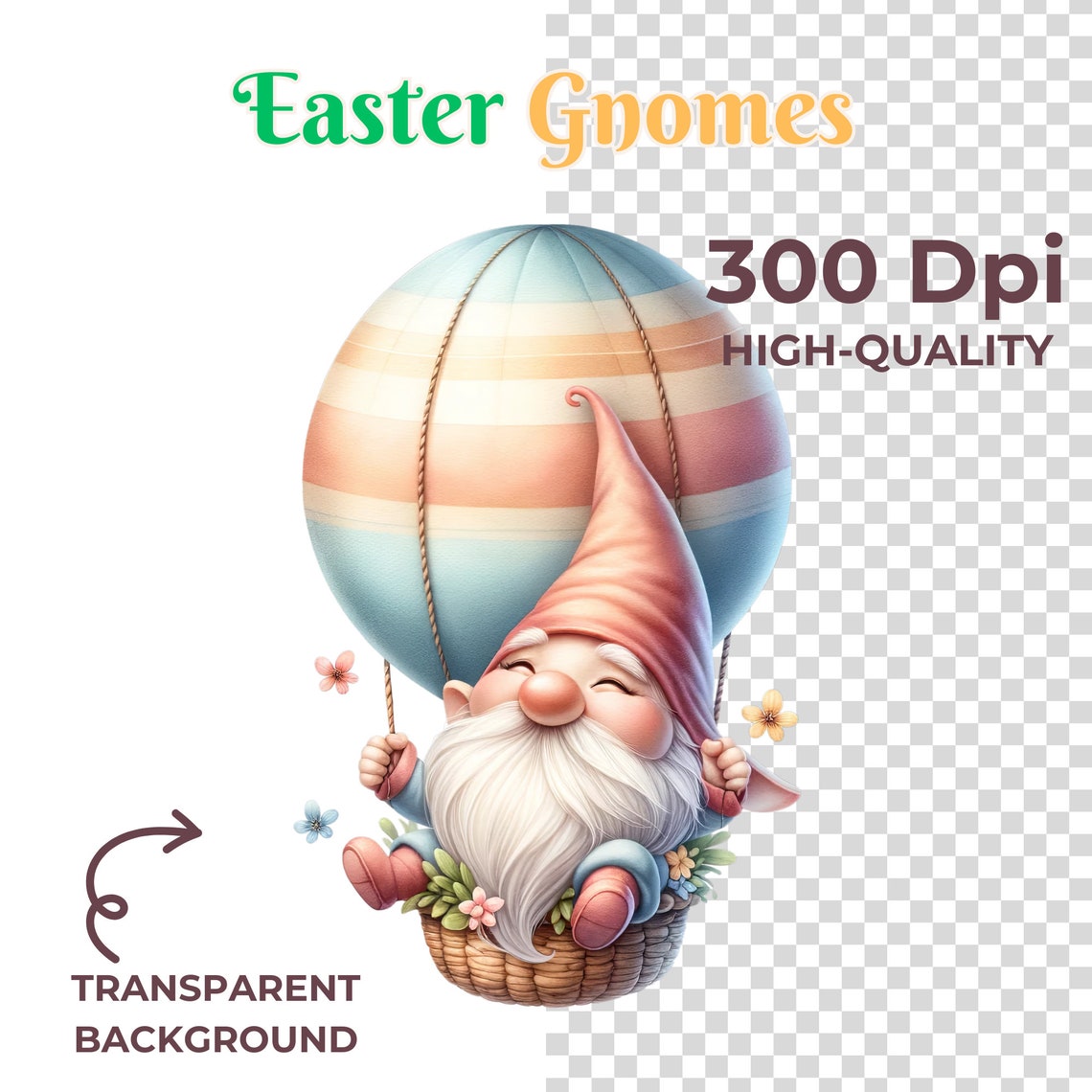 Watercolor Easter Gnomes, Spring Gnomes, Easter Gnome Clipart, Spring ...
