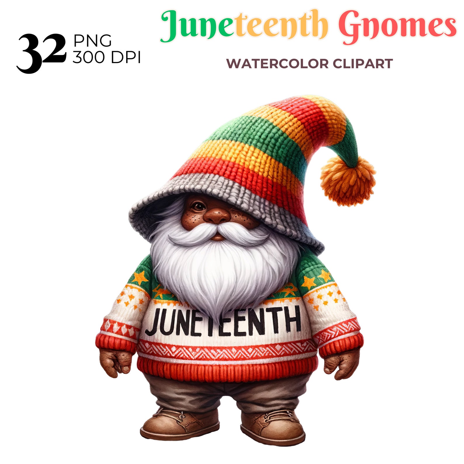 Watercolor Juneteenth Gnomes, African Gnomes, Black History Month ...
