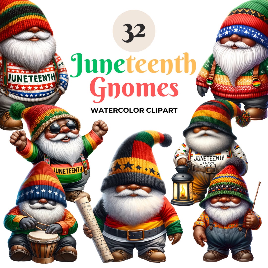 Watercolor Juneteenth Gnomes, African Gnomes, Black History Month ...