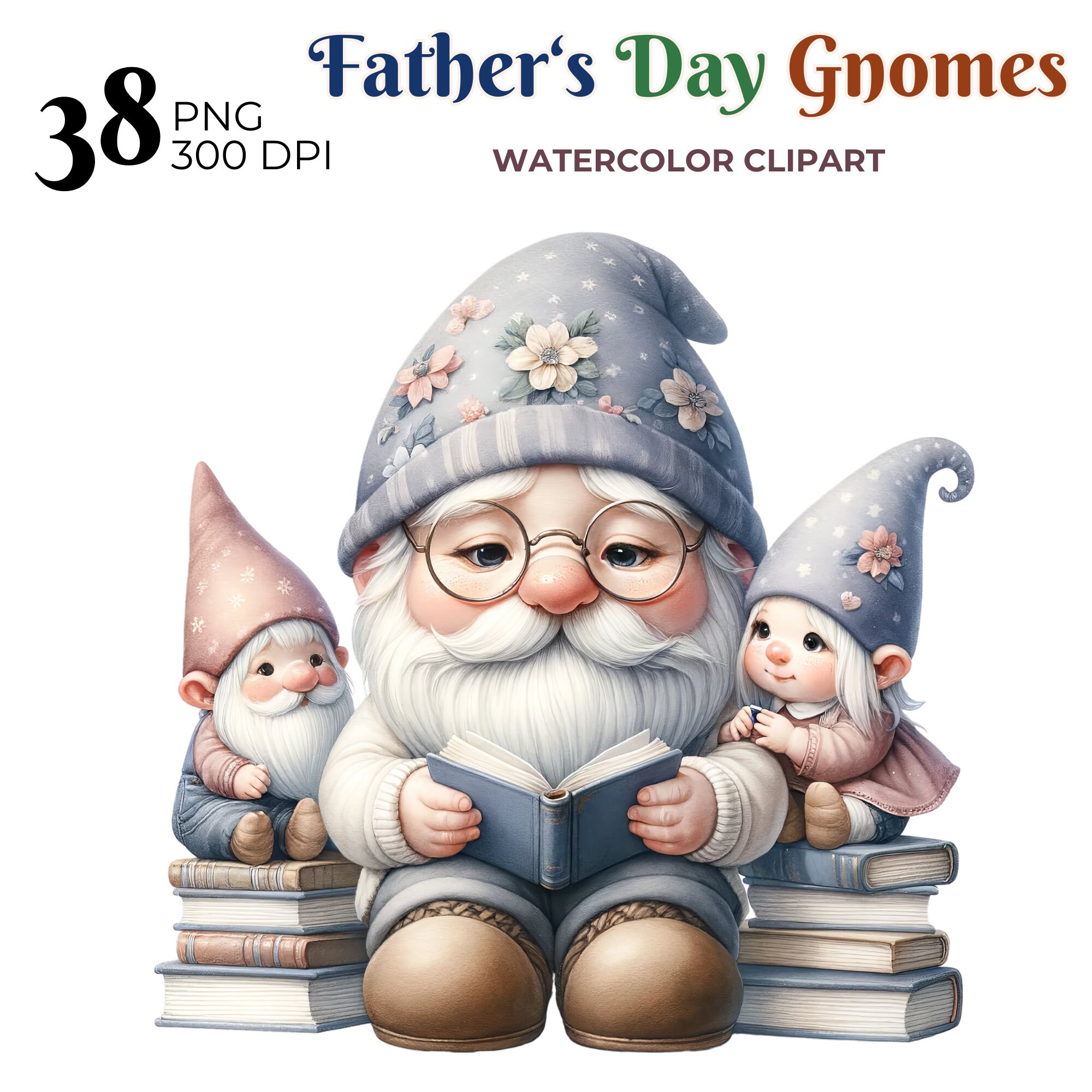 Watercolor Father's Day Gnomes, Father's Day Clipart, Gnome Clipart ...
