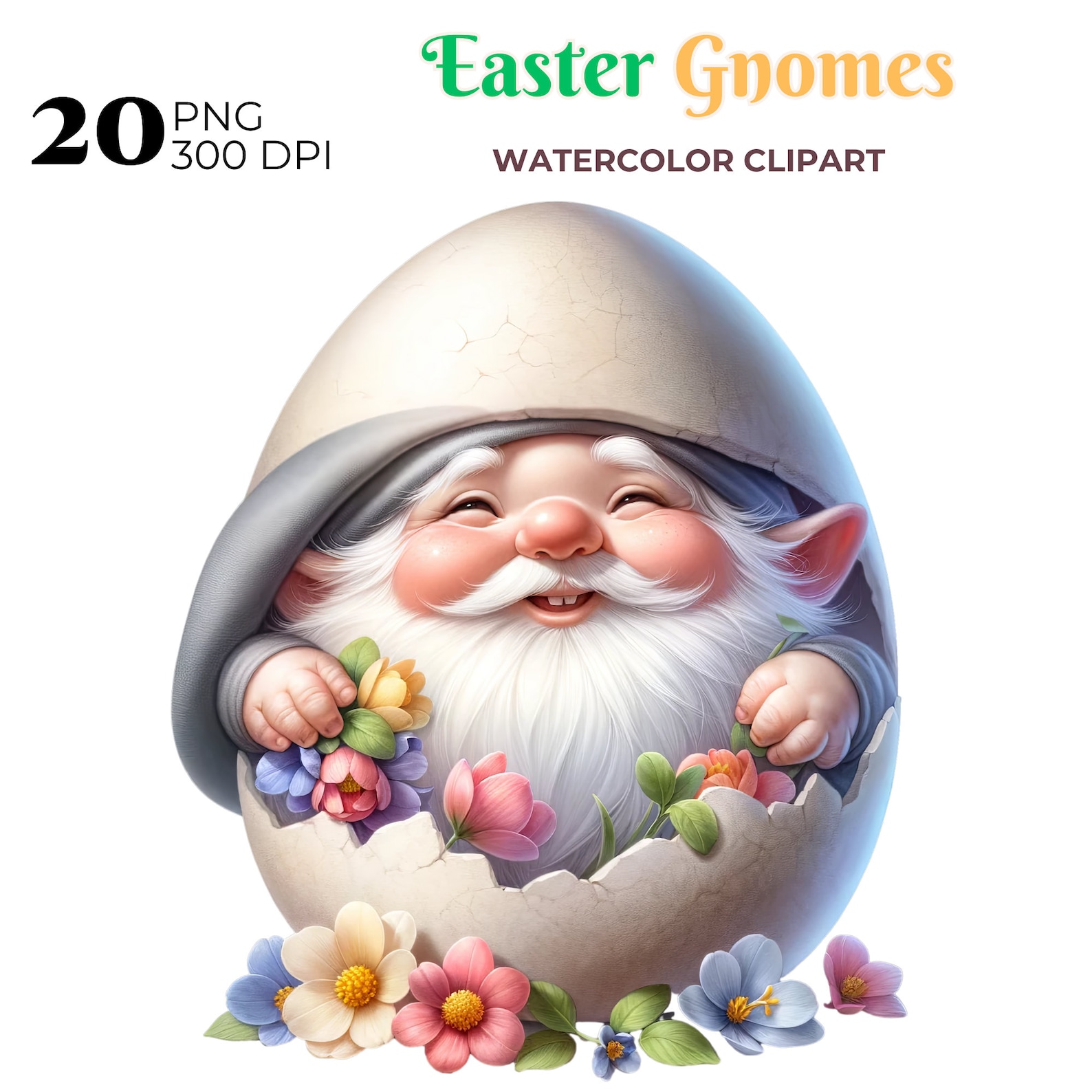 Watercolor Easter Gnomes, Spring Gnomes, Easter Gnome Clipart, Spring ...