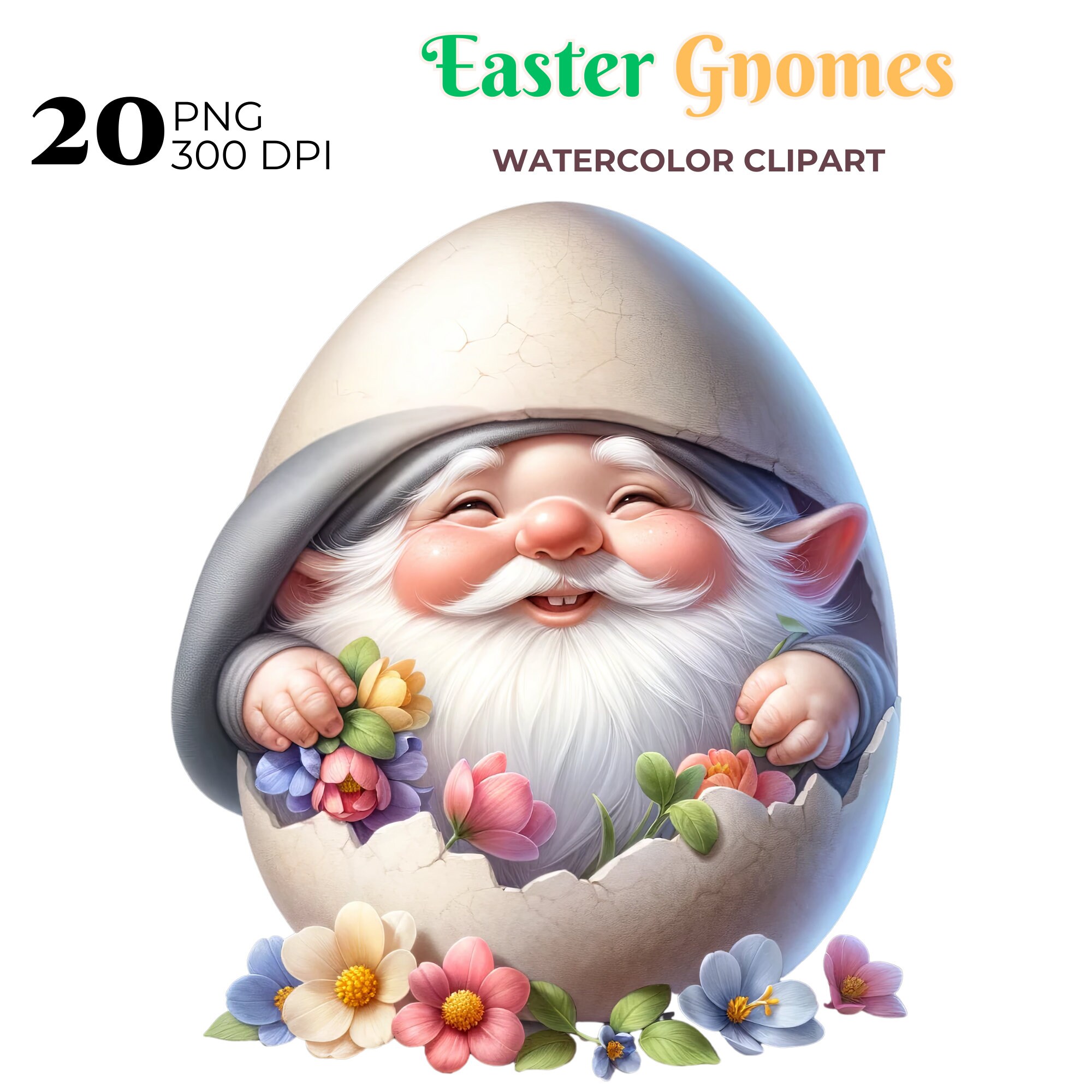 Watercolor Easter Gnomes, Spring Gnomes, Easter Gnome Clipart, Spring ...