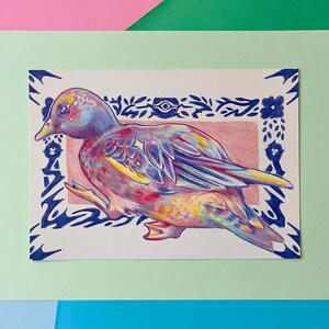 Cute Duck Postcard A5 Size Mini Print Perfect Gift for Folklore Lovers ...