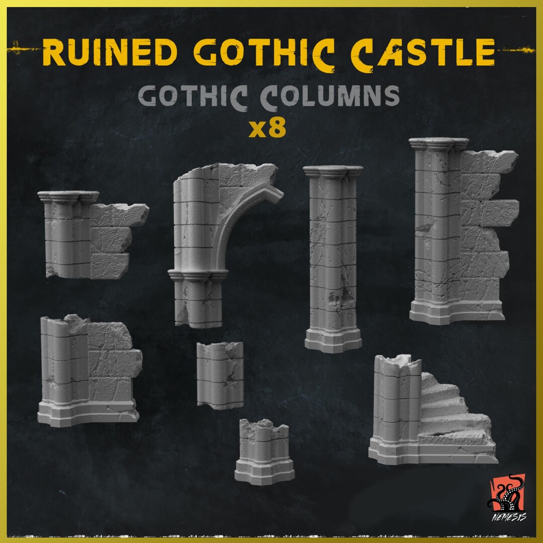 3D PRINTED Gothic Temple Ruins Remains Destroyed City Battle Custom ...