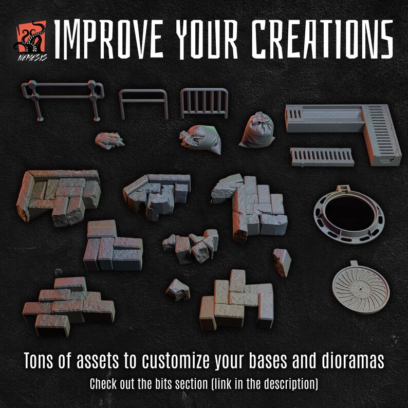 3D Printed Post-apocalyptic Road Cracked Broken Cement Custom Bases and ...