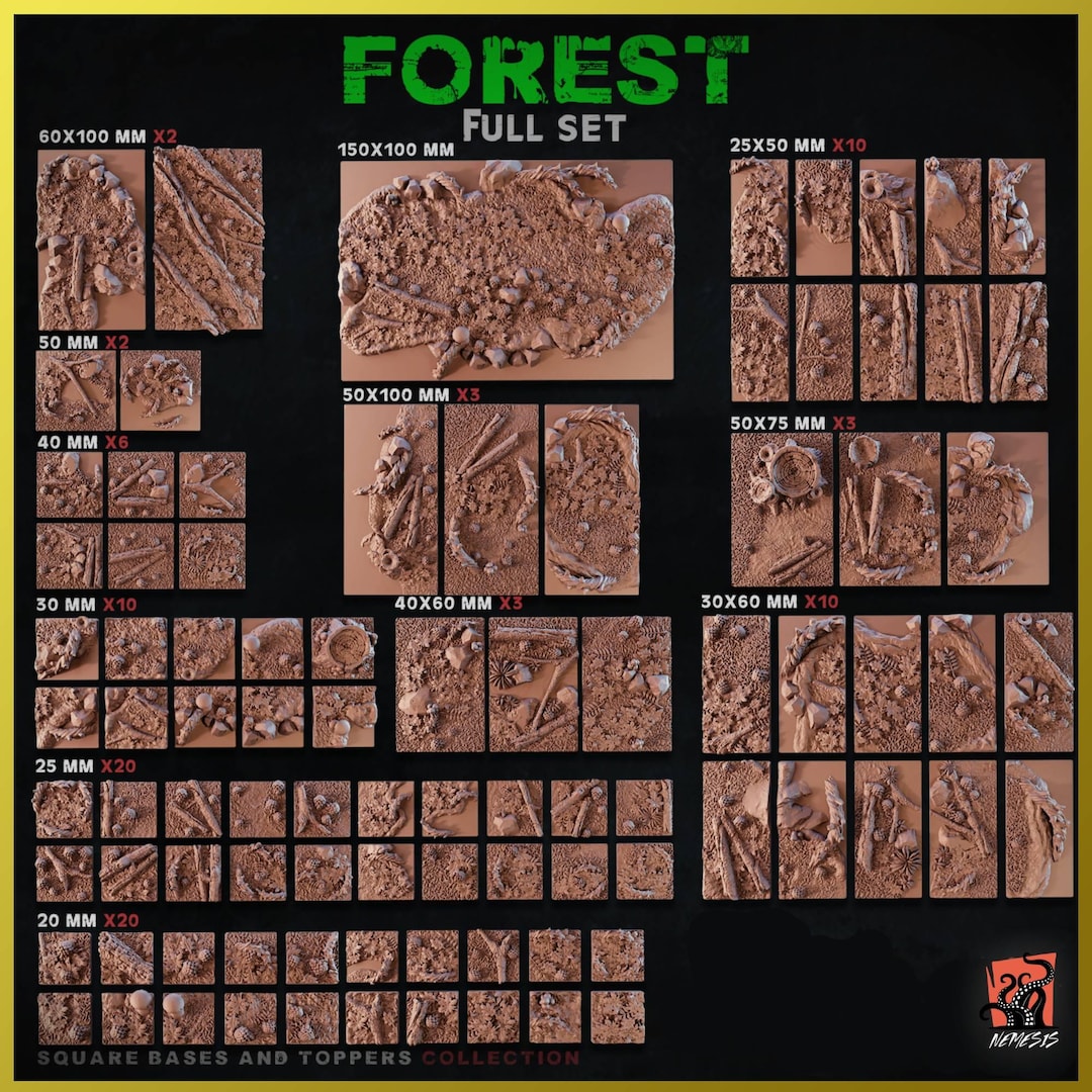 3D Printed Forest Floor With Pine Leaves and Wood - Custom Square Base ...