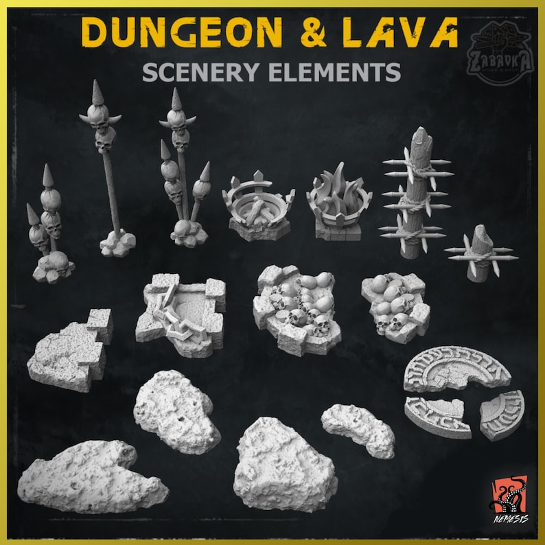 3D PRINTED Abandoned Dungeon Ruins Traps Impaled Skulls Custom Bases ...