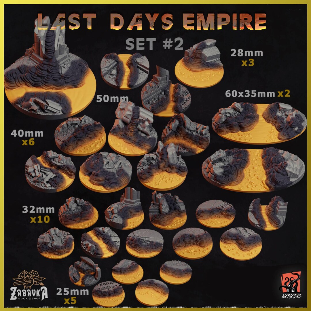 3D PRINTED Terrain of Destroyed Imperial City, Lava, Volcano, Fire ...