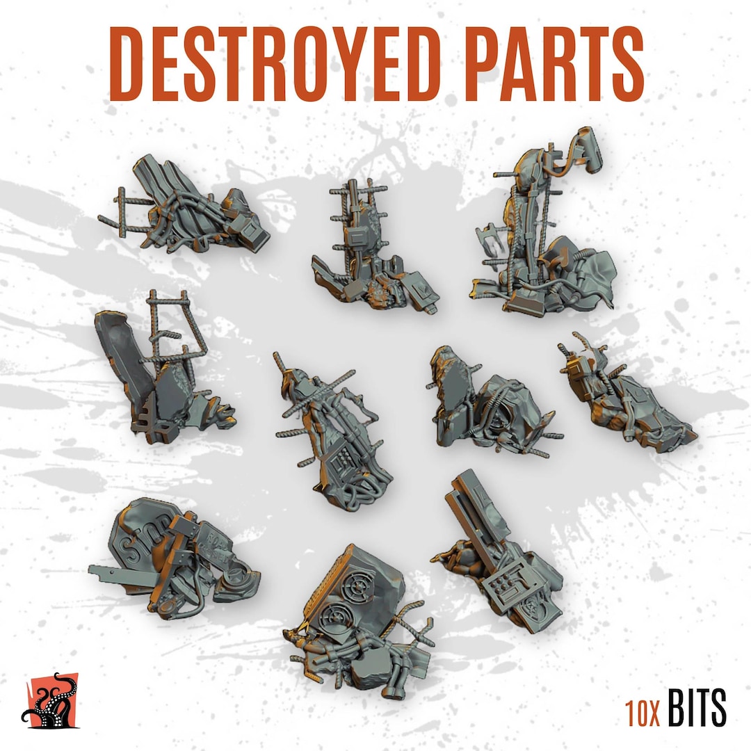 3D PRINTED Rubble Scrap Metal Ruins Abandoned City Customize Base and ...