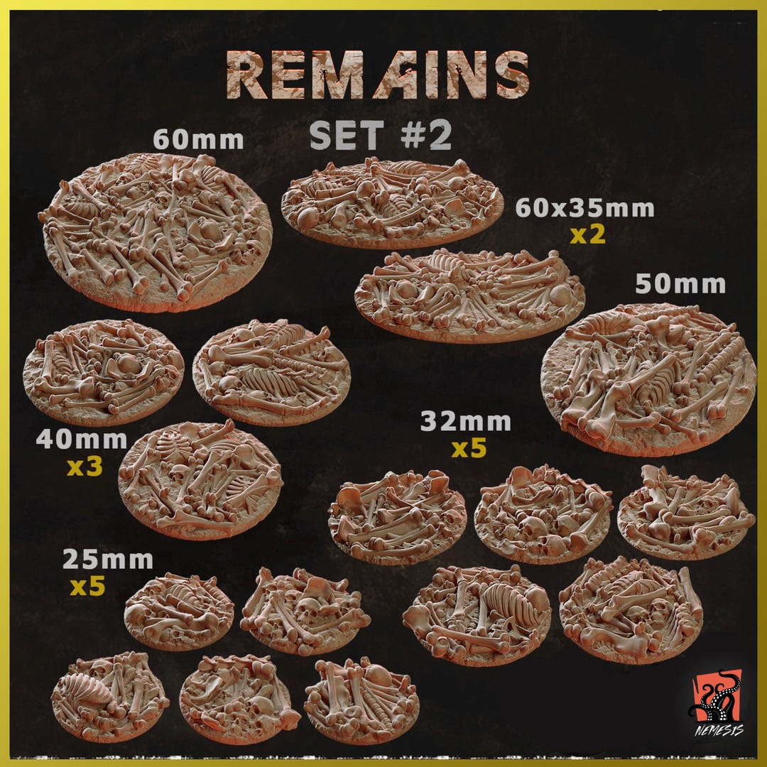 3D PRINTED Graveyard Ground With Bones and Skulls - Custom Bases and ...