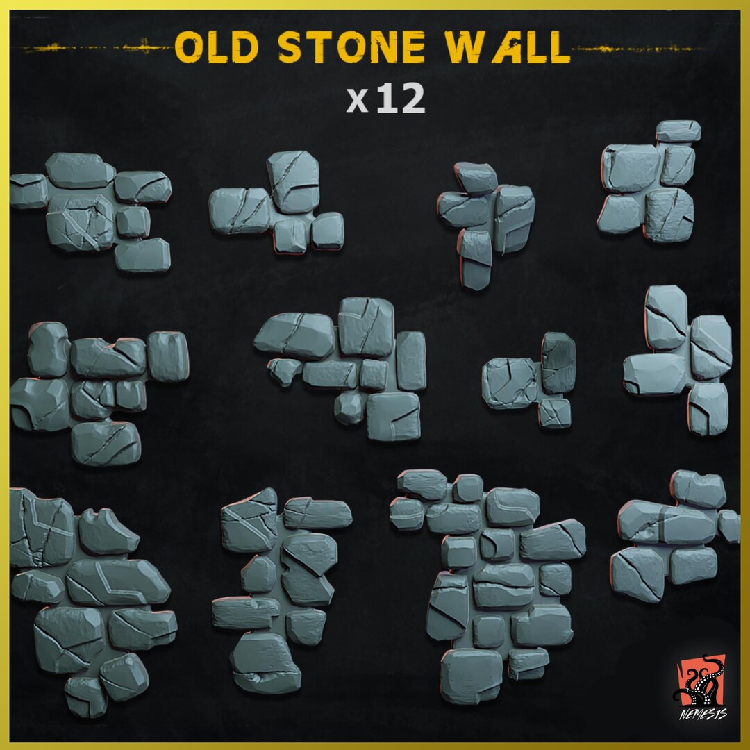 3D PRINTED Stone Wall Medieval Fantasy Building Ruined Wall Customize ...