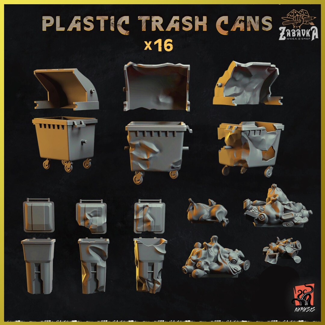 3D PRINTED Garbage Container Ruins Abandoned Apocalyptic City Customize ...