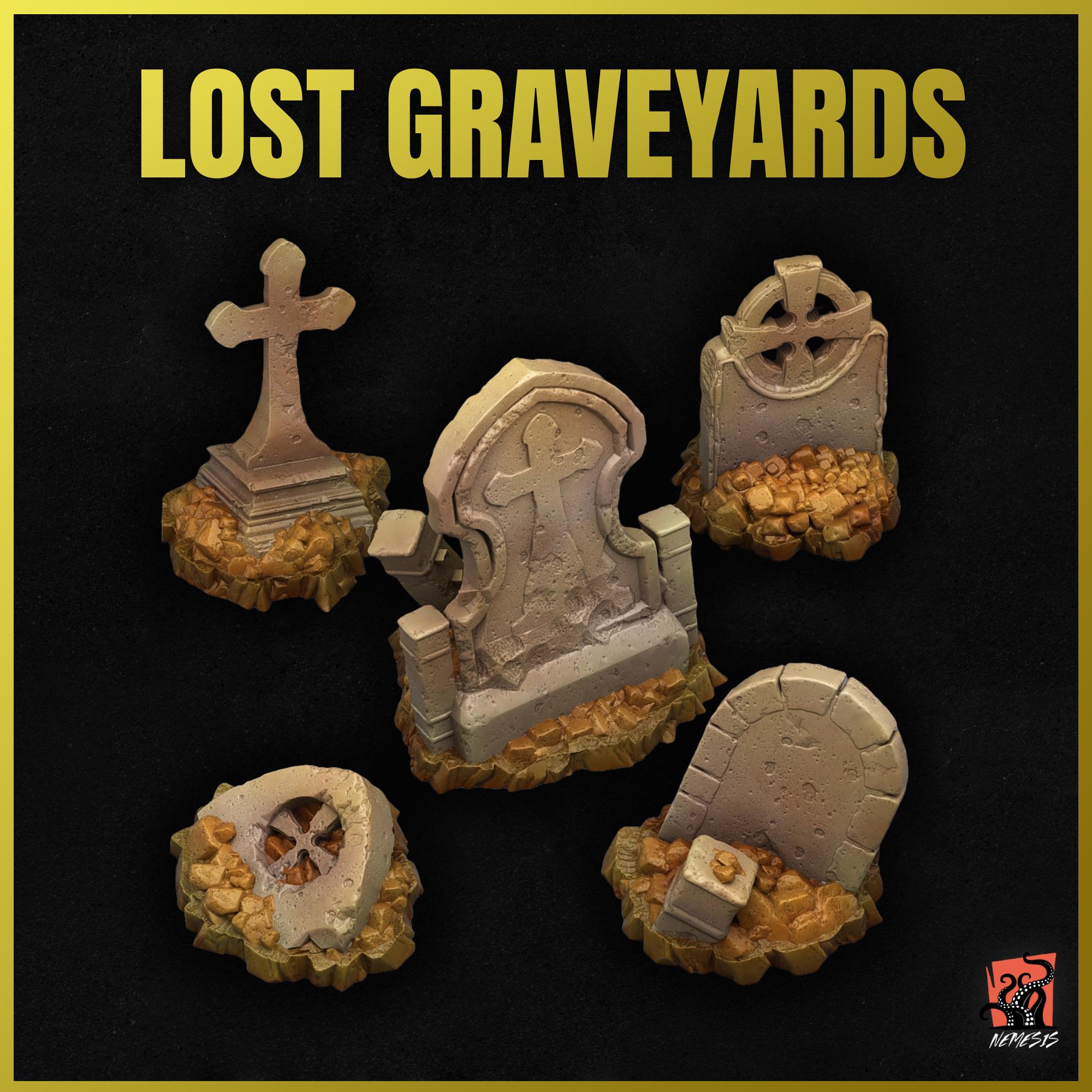 3D PRINTED Ruins Cemetery Mausoleum Sinister Tombstones Graves Undead ...