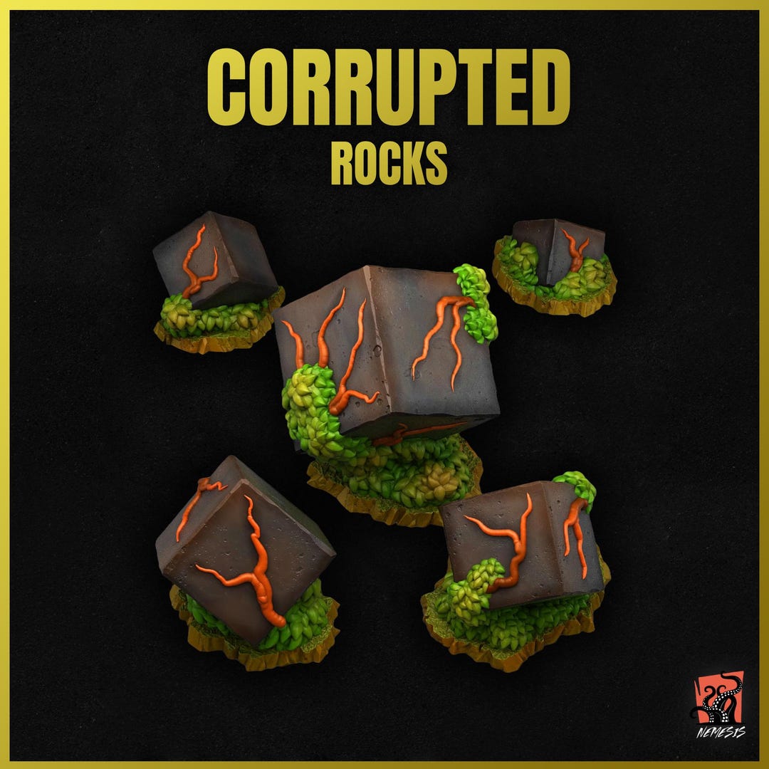 3D PRINTED Corrupted Stones Summoning Chaos Cubes Dark Power Rock ...