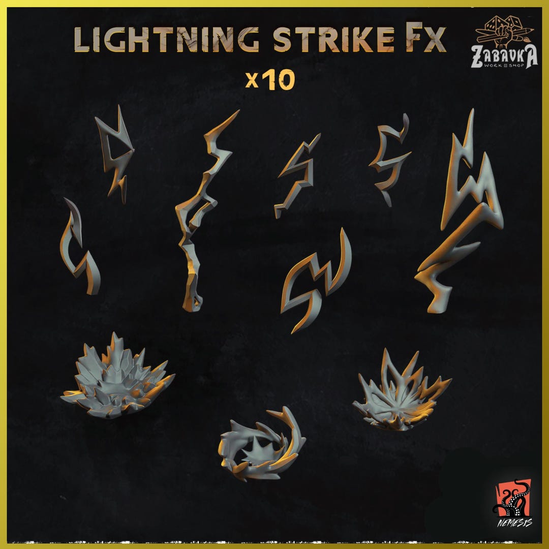 3D PRINTED Spell Lightning Effect Electricity FX Magic Attack Customize ...