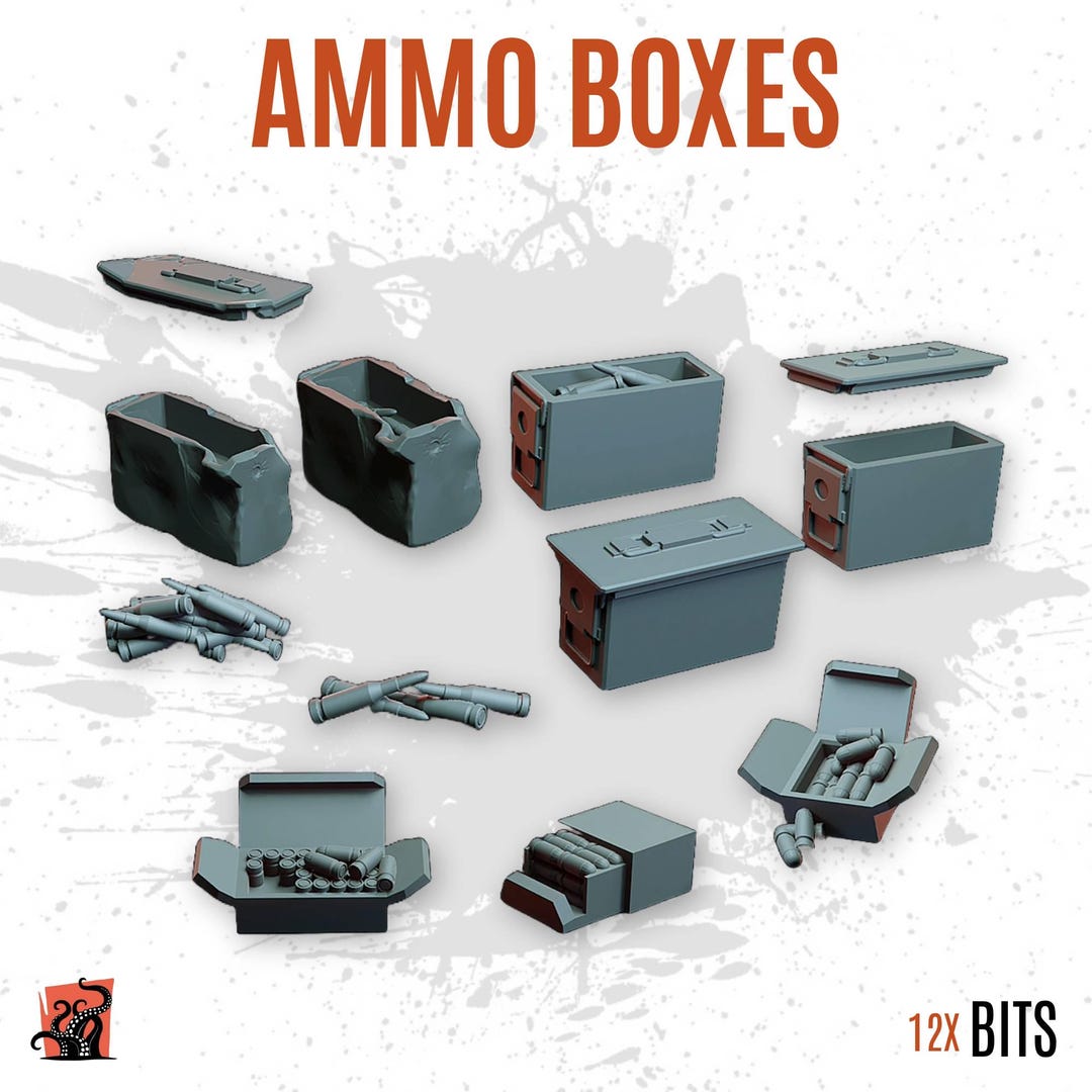 3D Printed Bullet Crate Ammo Box Battlefield Customize Base and Diorama ...