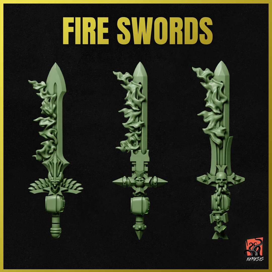 3D PRINTED Fire Sword Weapon Holy Energy Combat Melee Imperial Symbol ...