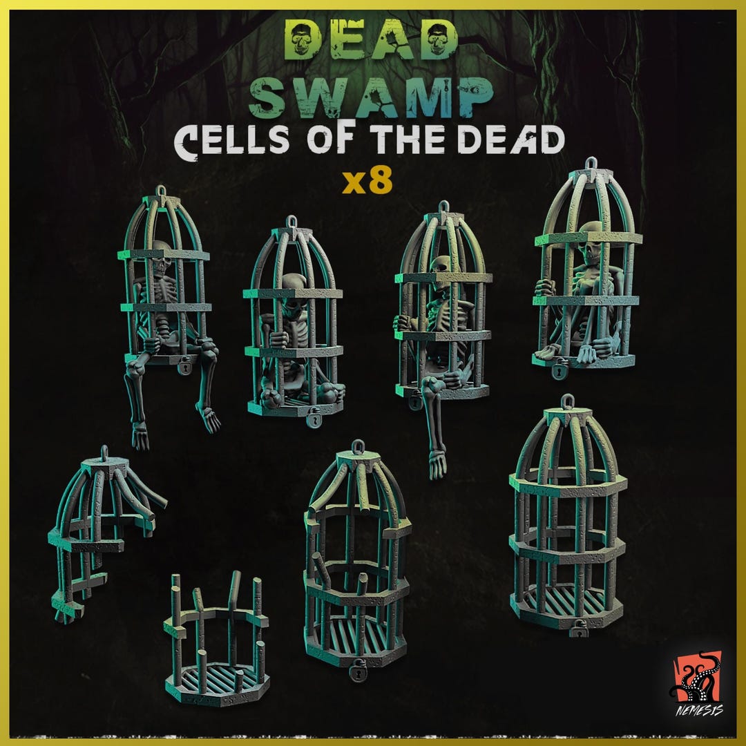 3D PRINTED Rusty Cell With Imprisoned Skeleton to Customize Base and ...