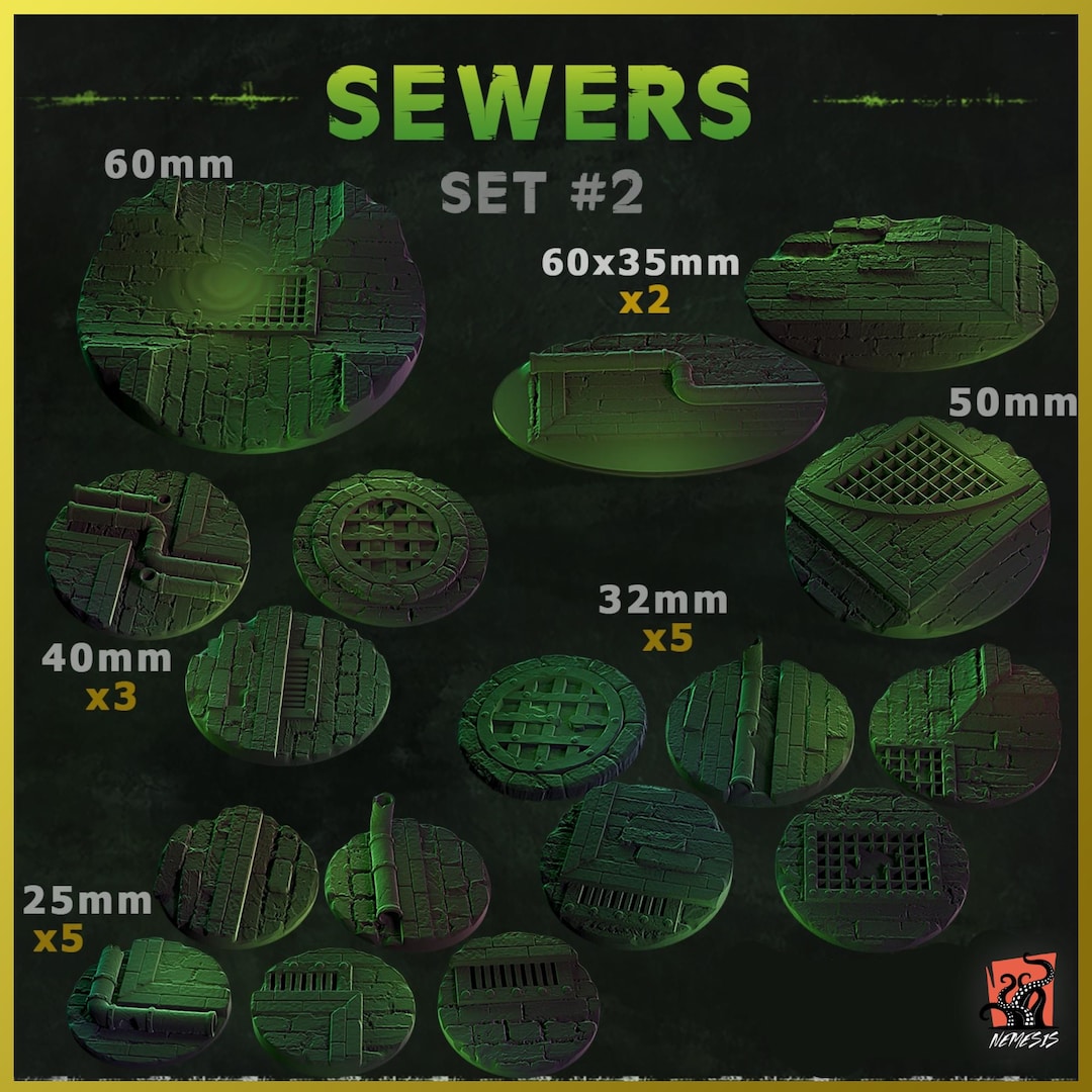 3D PRINTED Ground Terrain Sewers City Underground - Custom Bases and ...