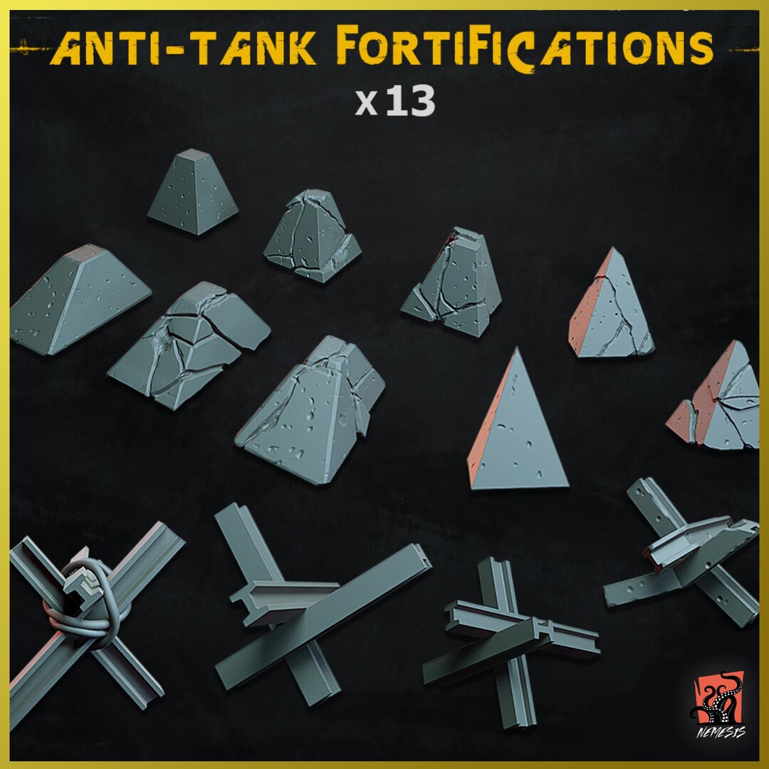 3D PRINTED Tank Fortification Barricade Defense Battlefield Customize ...
