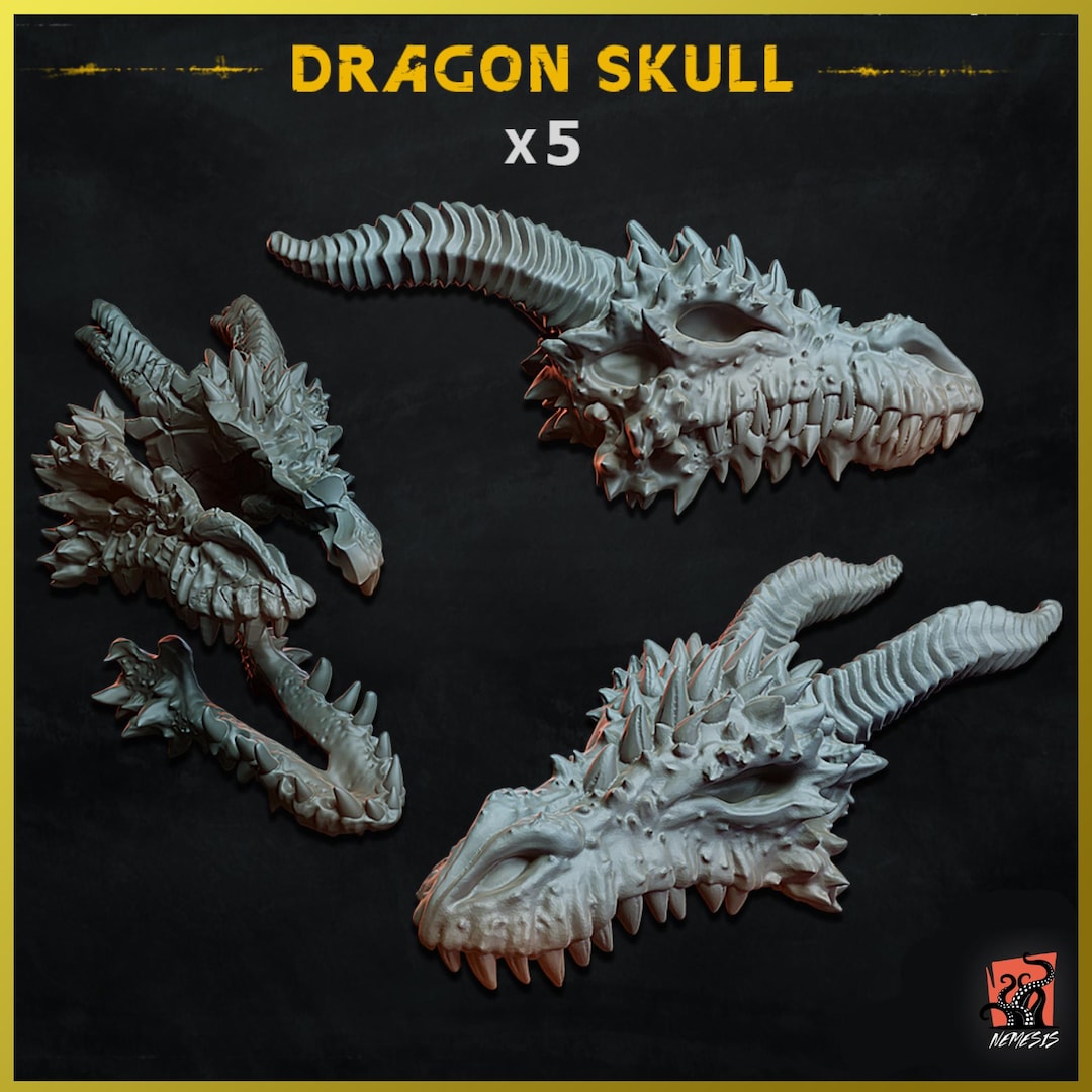 3D PRINTED Giant Dragon Skull Medieval Fantasy Decoration Customize ...